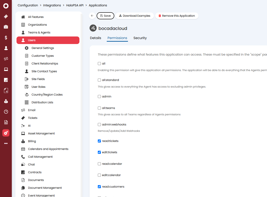 How do I integrate Bocada Cloud with HaloPSA for ticketing?